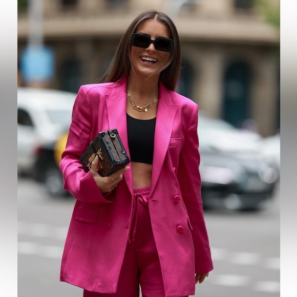 Zara | Jackets & Coats | Zara Hot Pink Flowy Long Blazer | Poshmark